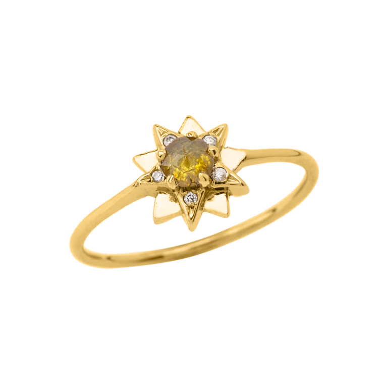 14K Solid Gold Yellow Diamond North-Star Ring – KABARTSY buy your Jewelry